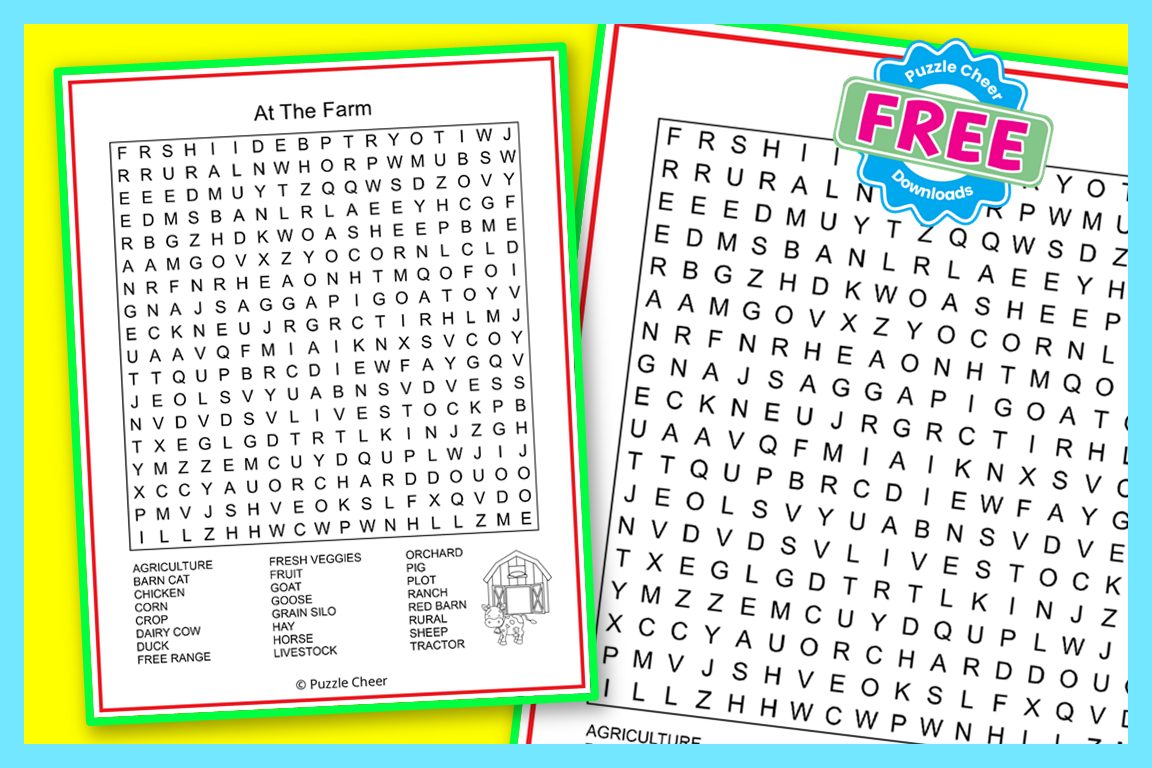 Farm Word Search Puzzle - Puzzle Cheer